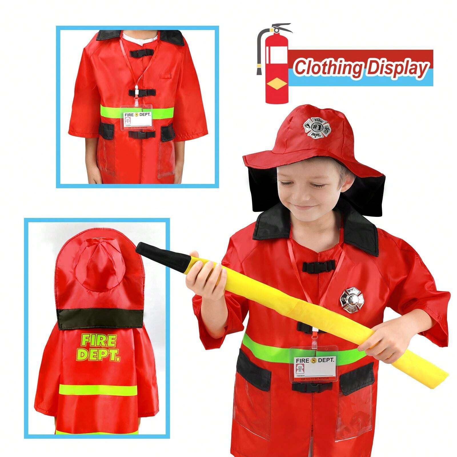Conjunto de disfraz de bombero jefe con accesorios realistas, disfraz de bombero para niños y ...