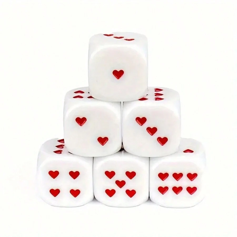 2 piezas Dados de acrílico con forma de corazón de 6 caras, de 25 mm ...