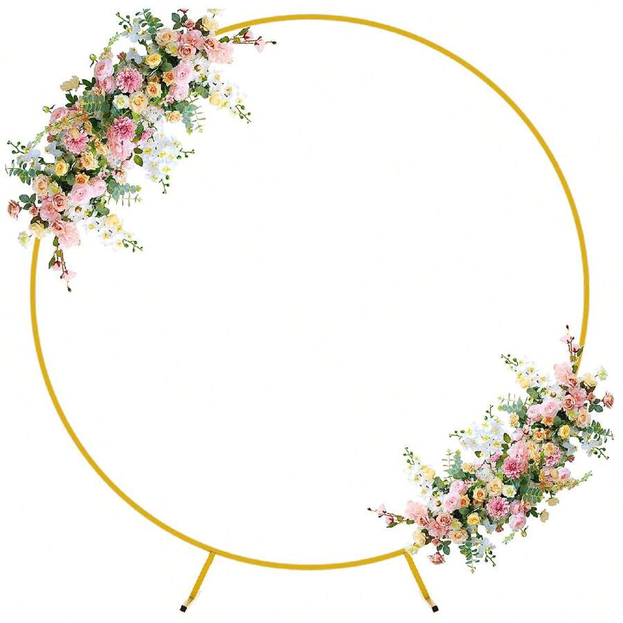 Round Arch Backdrop Stand 6.5ft Gold Circle Balloon Arch Frame Stand ...