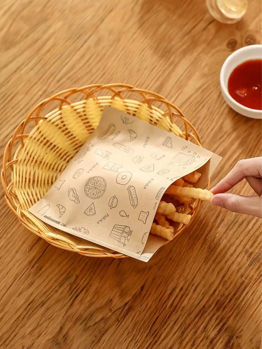 [Quantity] Pcs/Set, Grease Proof Paper Bags, Thicker Disposable Snack ...