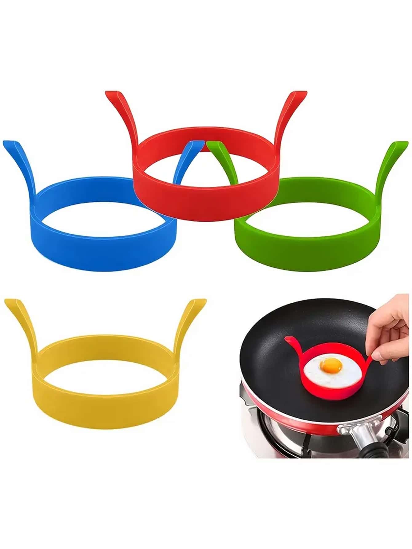 4pcs Kitchen Silicone Fried Fried Cake Egg Boiled Ring Mold For Cooking ...
