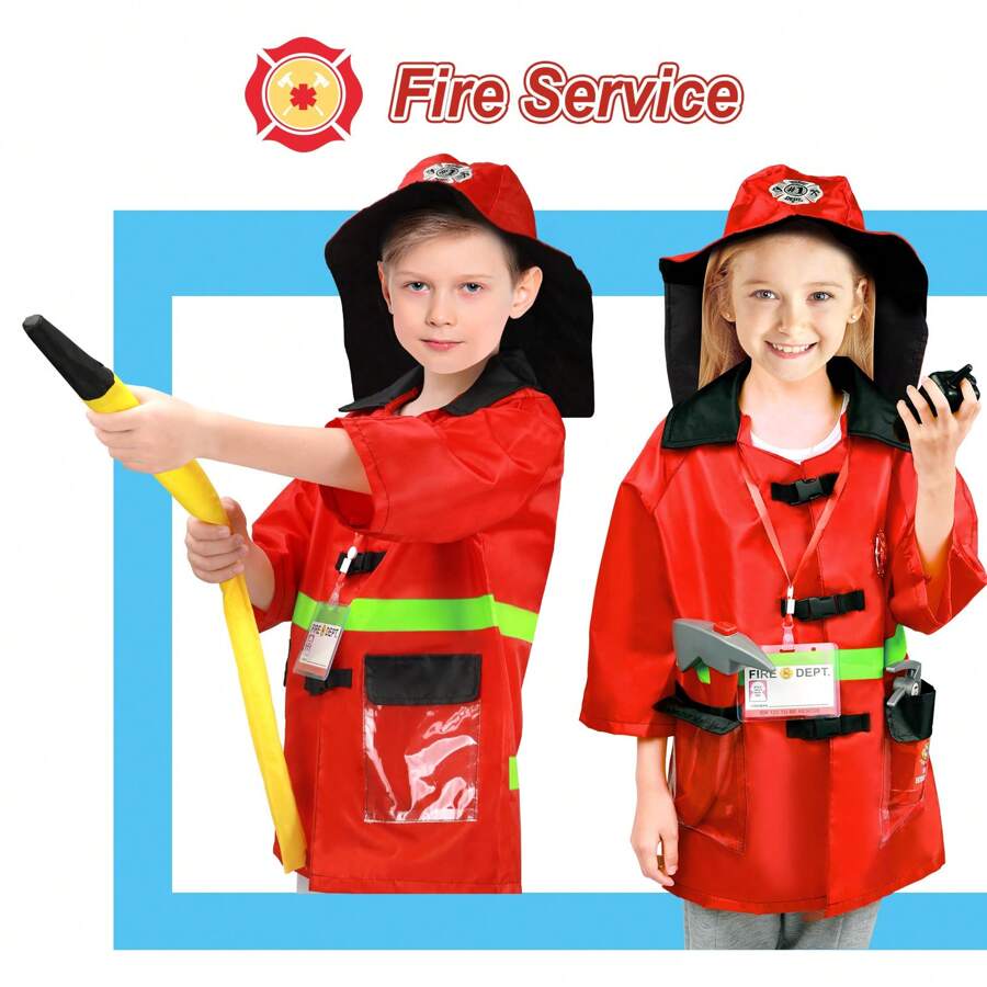Fire Chief Role Play Dress-Up Set, Pretend Fire Fighter Outfit With ...
