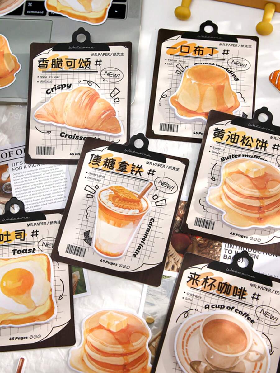 Food Illustration Sticky Notes, Creative Shape Memo Pad, Sweet ...