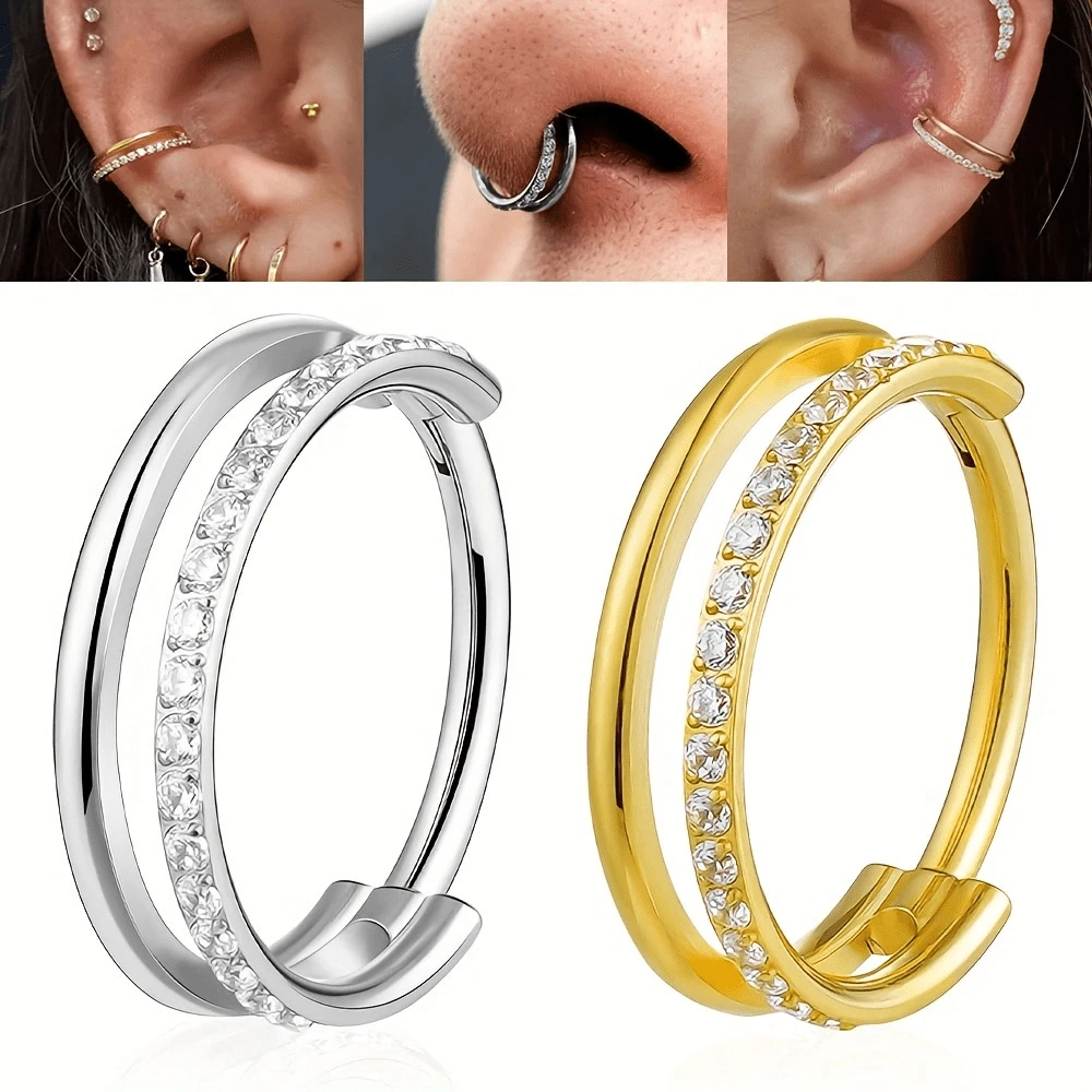 16g Cartilage Earring Hoop Suitable For Conch Helix Piercing, Double ...
