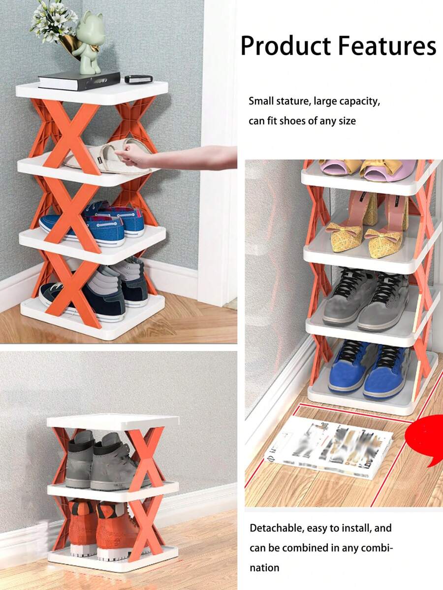 7-Tier Free Standing Shoe Rack Small Vertical Shoe Stand For Entryway ...