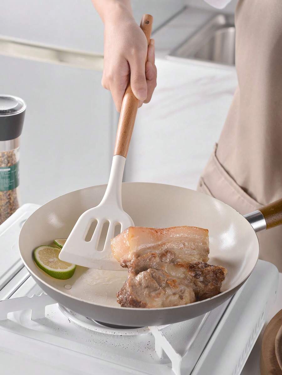 12pcs, Silicone Utensil Set, With WoodenHandle, Safety Cooking Utensils ...