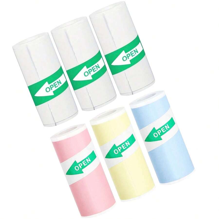 6 Rolls Colorful Mini Printing Paper, Self-Adhesive Printable Sticker ...