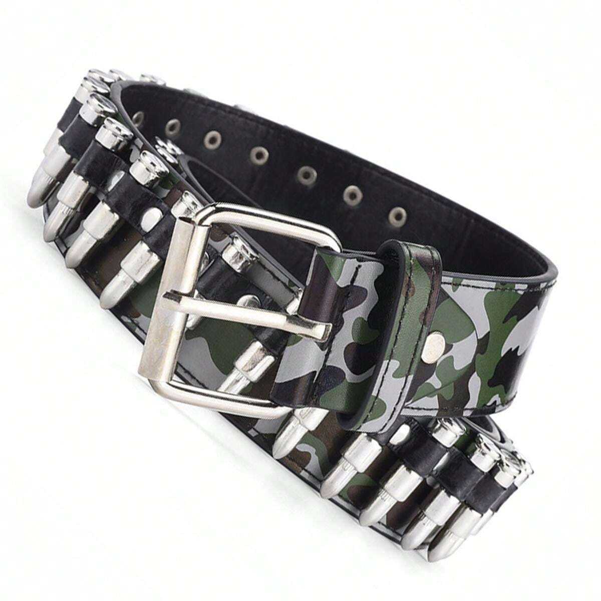 1PC Studded Belt Men's Bullet Belt Punk Rock Fashion Camo Belt Men's ...