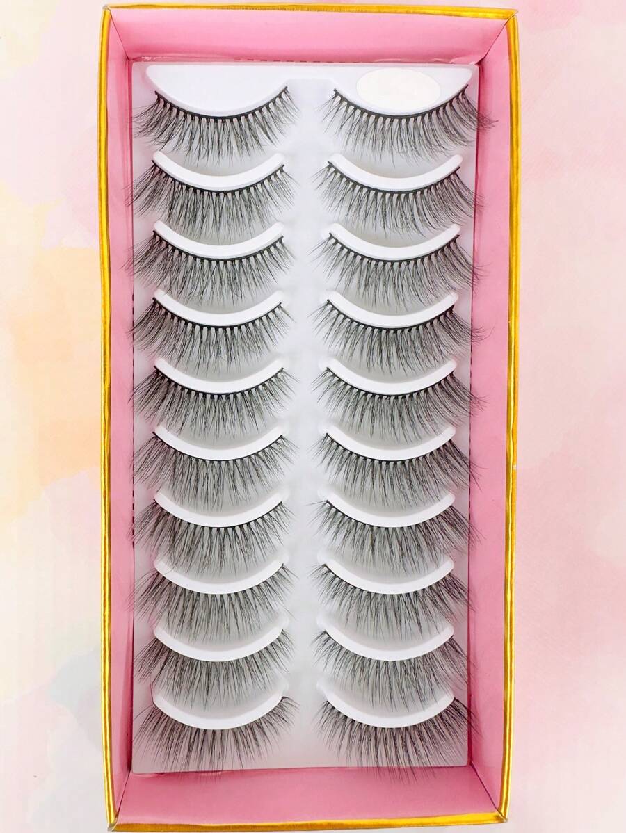 10 Pairs Thin And Natural Cat Eye Light And Comfortable Reusable Winged ...