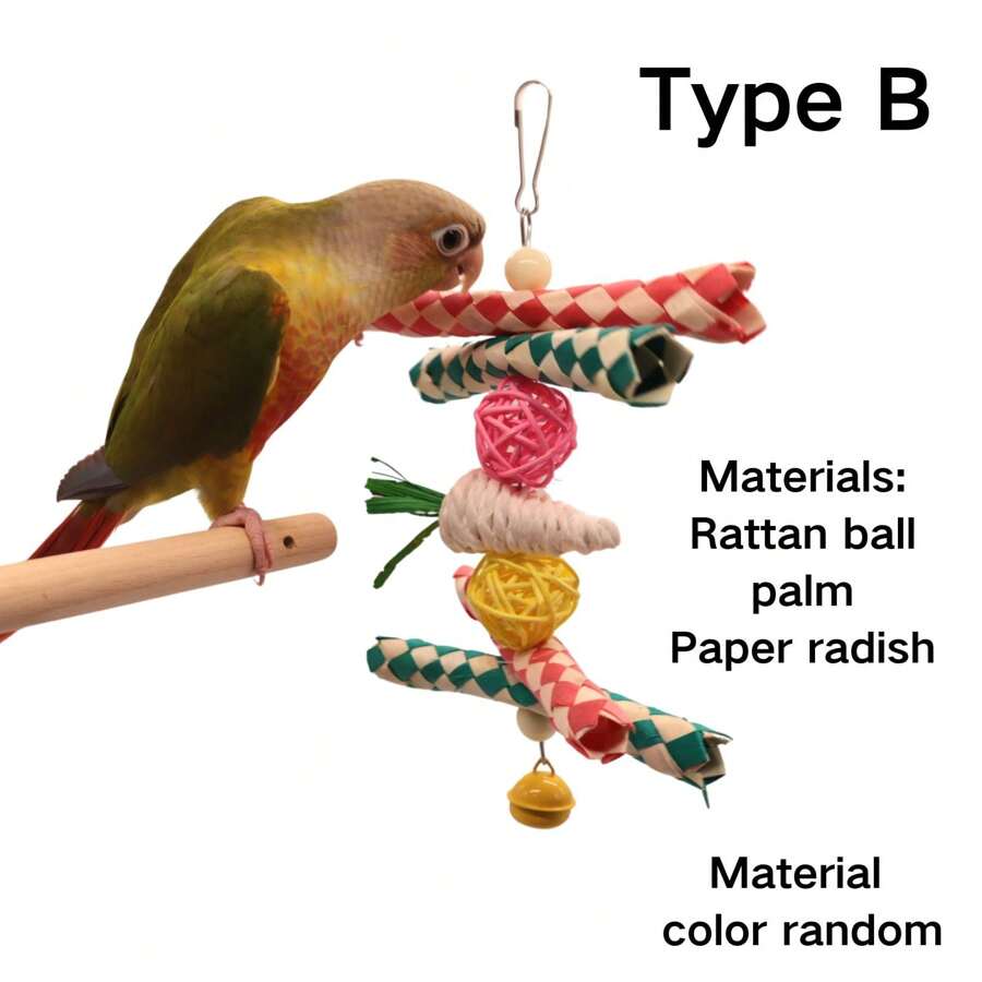 Parrot Natural Rattan Ball Palm Fiber Chewing Carrot Toy, Random Color ...