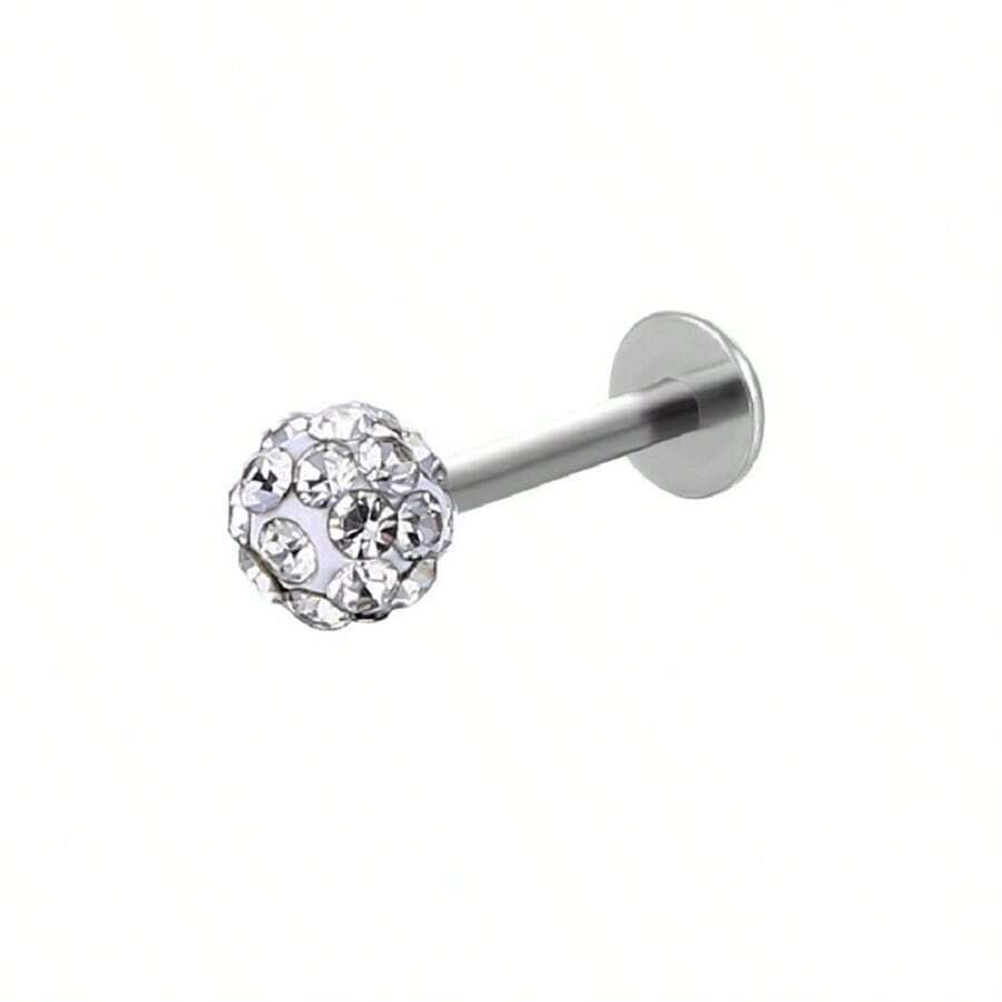 Stainless Steel Lip Studs, Cz Ball Ear Piercing Studs, Straight Tongue ...