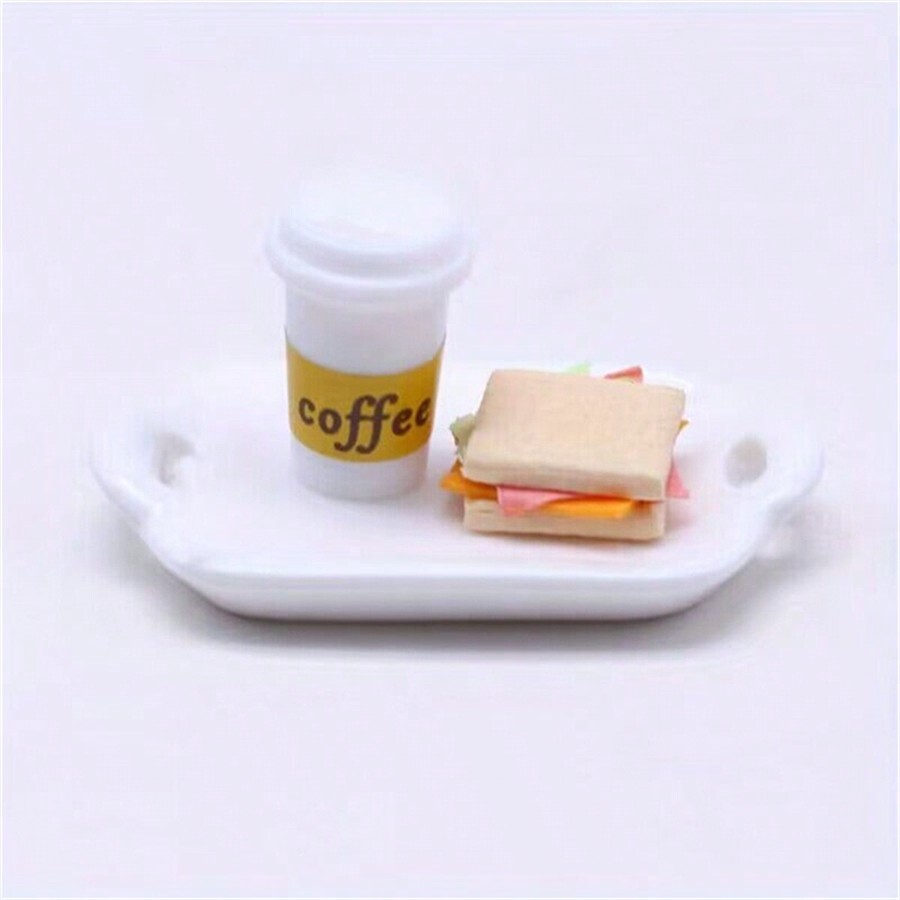 1 Set Dollhouse Breakfast Food Play Model, Including Miniature Burgers ...