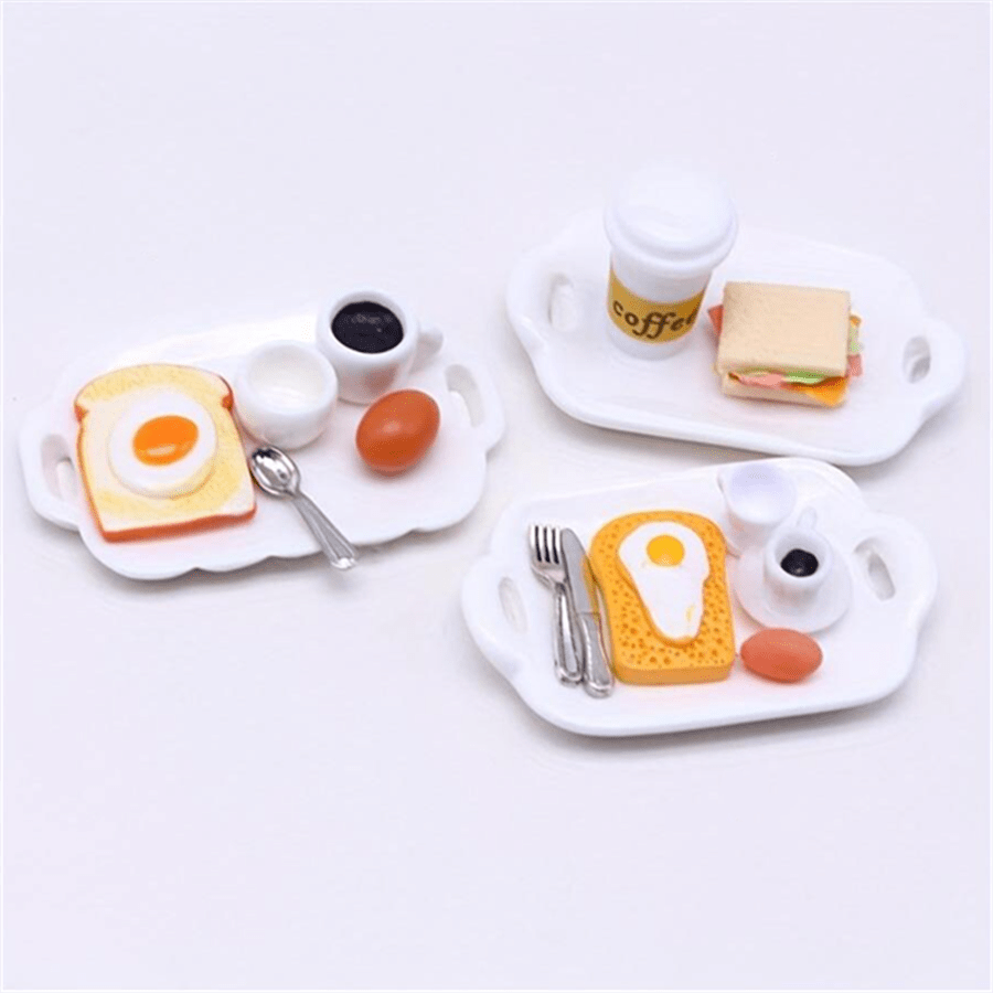 1 Set Dollhouse Breakfast Food Play Model, Including Miniature Burgers ...