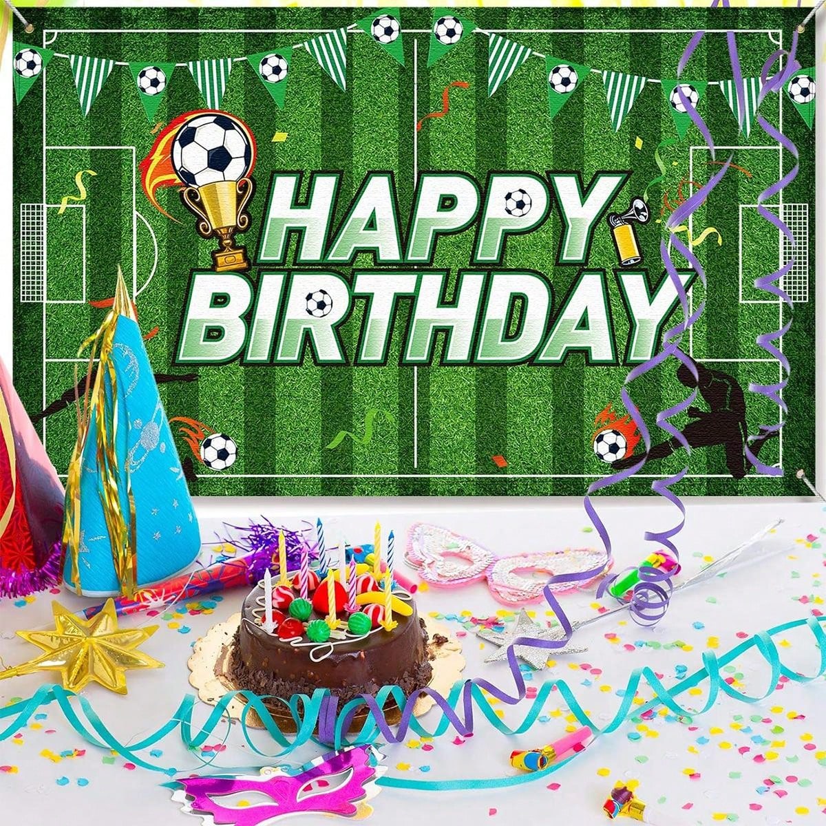 Soccer Birthday Party Backdrop Soccer Field Photography Background ...