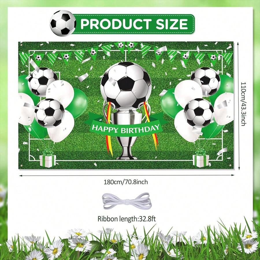 Soccer Birthday Decoration Banner, Large Sports Themed Happy Birthday ...