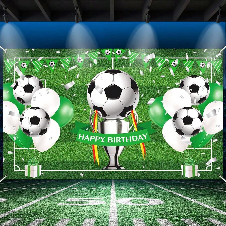 Soccer Birthday Decoration Banner, Large Sports Themed Happy Birthday ...