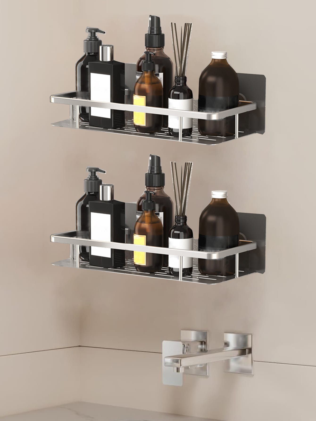 1pc Bathroom Cosmetic Small Shelf, Toiletries Shelf, No-Punch Restroom ...