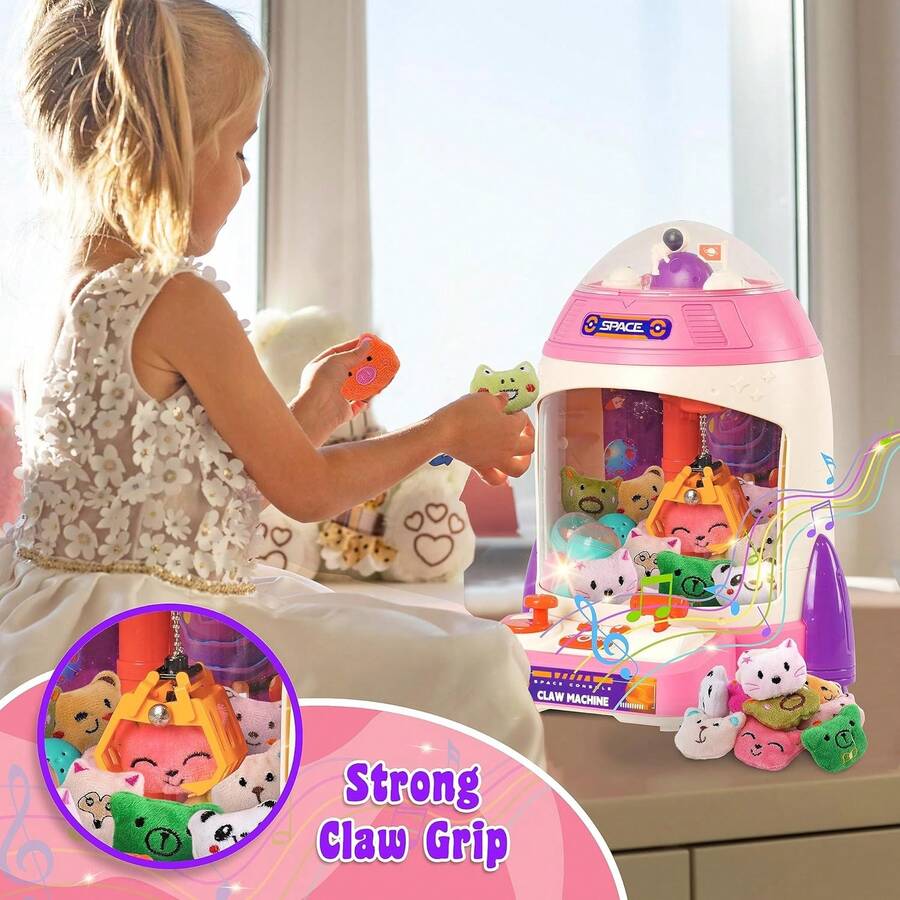 Mini Claw Machine For Kids - Pre Assembled Pink Rocket Shaped, Mini ...