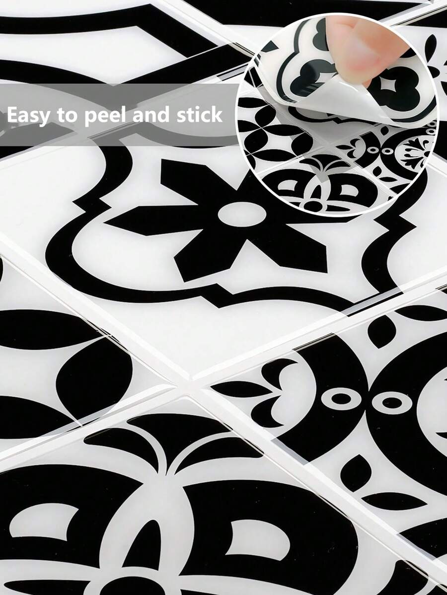 Mt1106 Baroque Style 12-Inch Ceramic Tile Sticker-Black, 3d Self ...