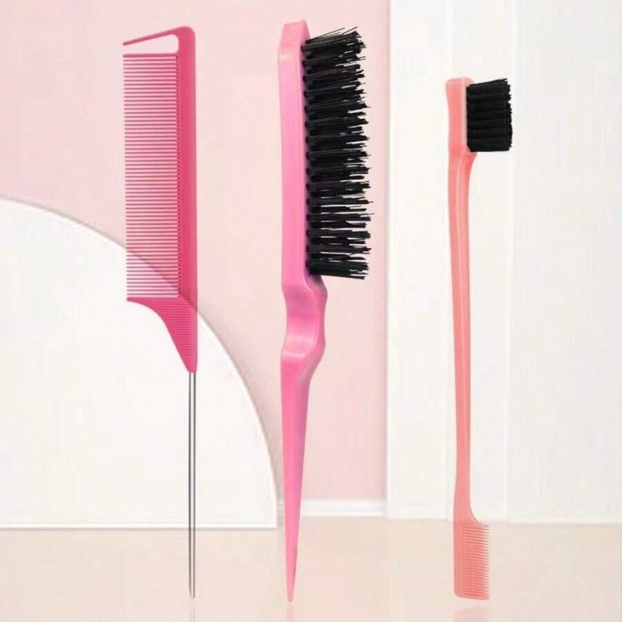 3 Pcs Slick Back Hair Brush Set Edge Control Brush Teasing Comb For ...