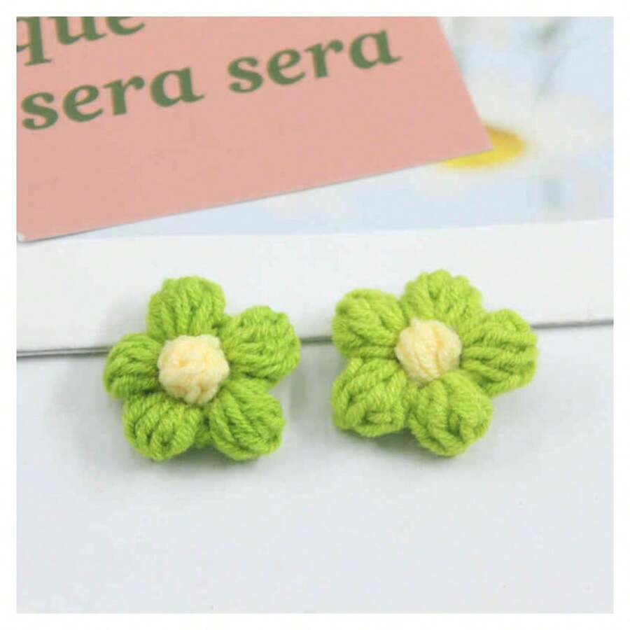1pc Children's Handmade Crocheted Cute Sweet Puff Pastry Flower Brooch ...