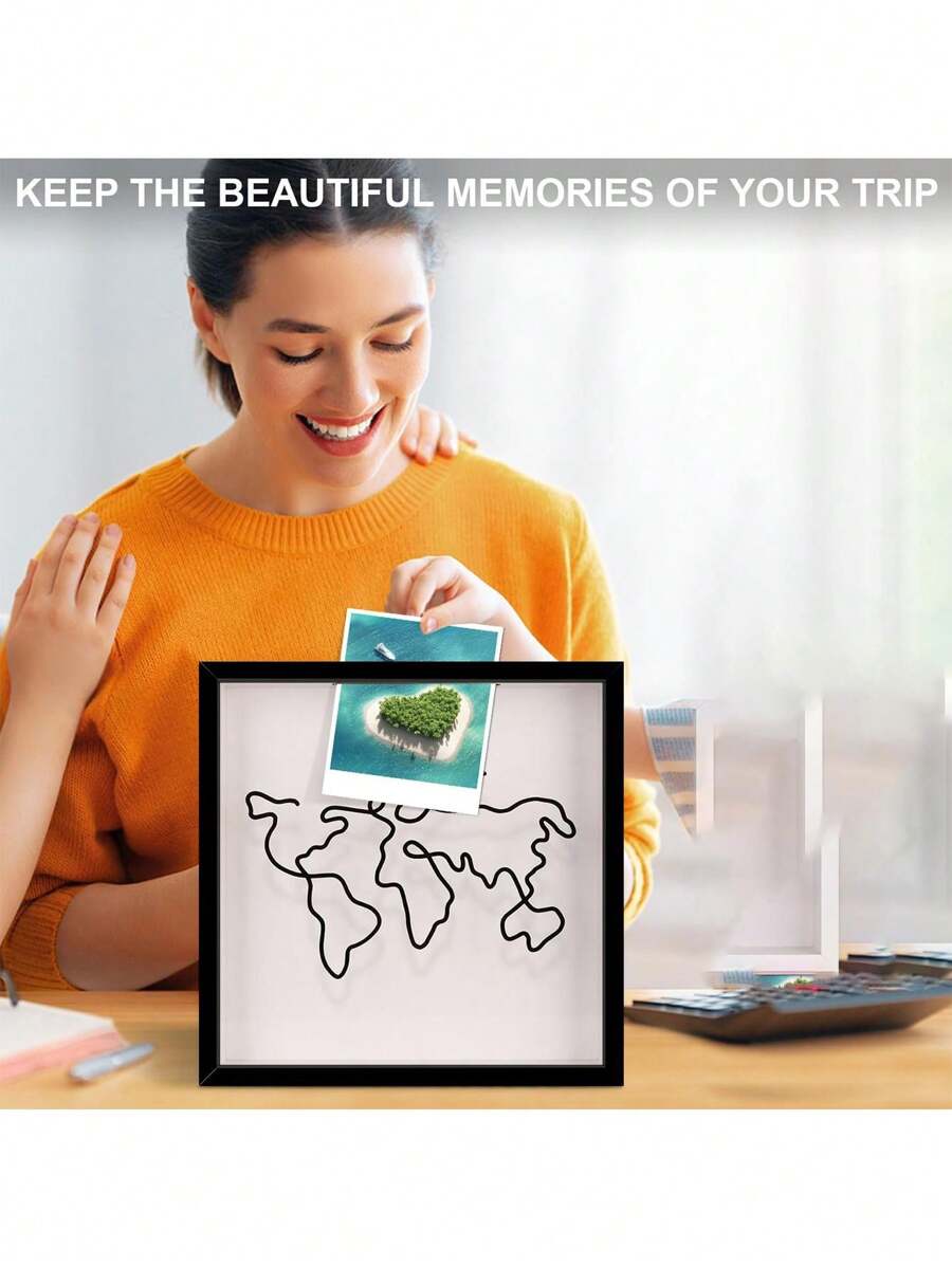 1pc Black Adventure Archive Box, Travel Shadow Box With Slot Ticket ...