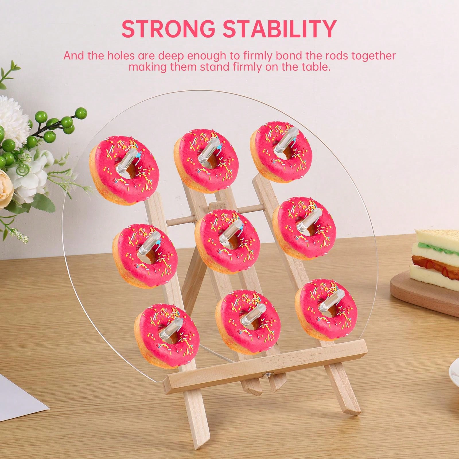 9 Holes Donut Display Stand Acrylic Donut Wall Display Stand Reusable ...