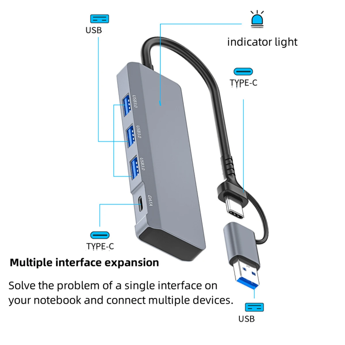 ADS-309D 6 In 1 Laptop Docking Station Multifunctional USB 3.0 Hub ...
