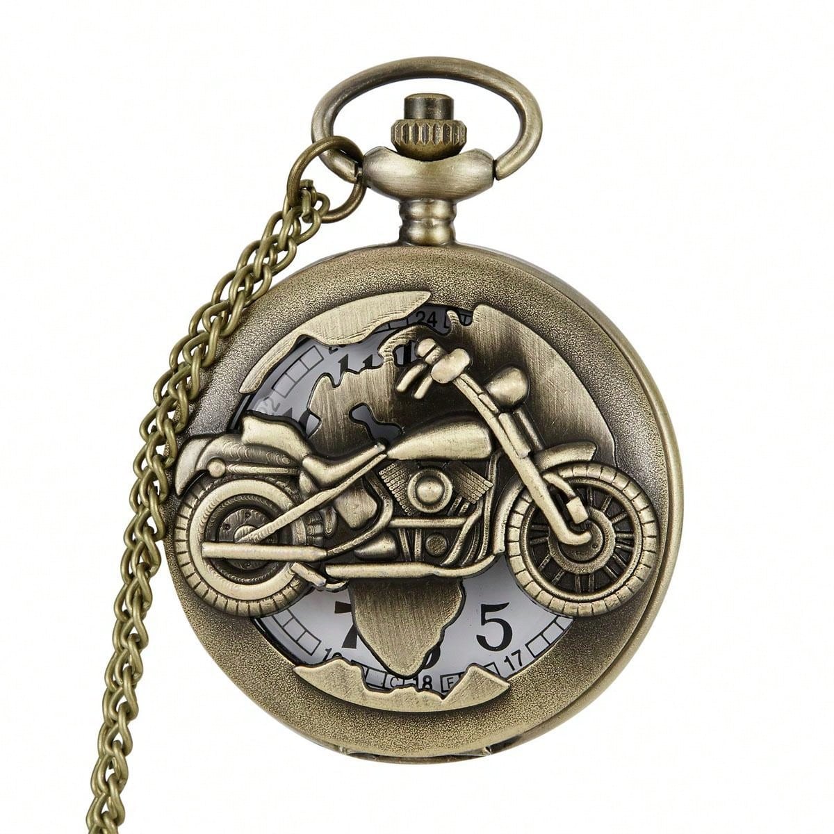 Vintage Bronze Color Motorcycle Pocket Watch, Men's Pocket Watch ...