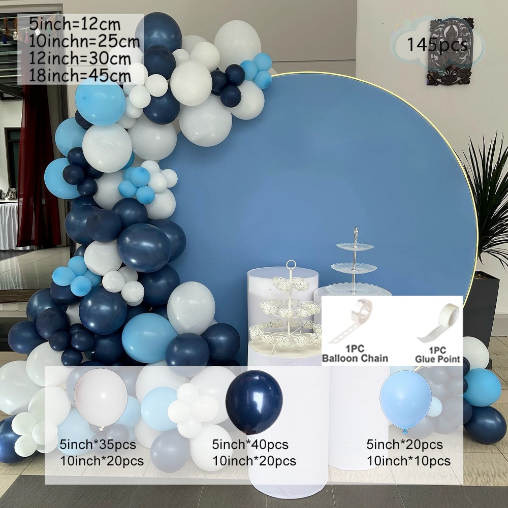 145pcs/Set, Ink Blue, Maca Blue, White Balloon Garland Arch Set ...