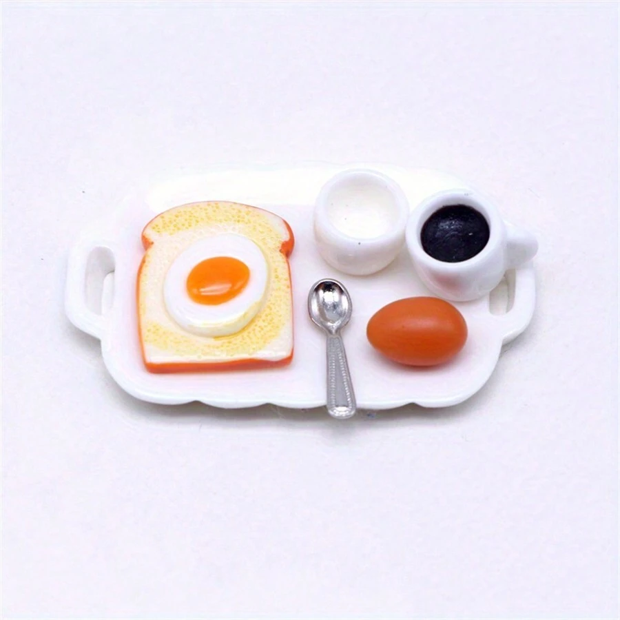 1 Set Miniature Breakfast Model Set (Hamburger, Fried Egg, Coffee ...