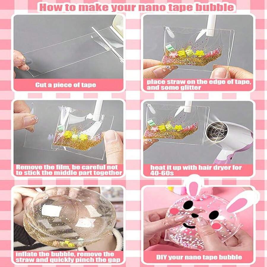 DIY Nano Tape Decompression Sticker Set - Knead, Blow, And Create Adhesive Bubbles! Nano Tape ...