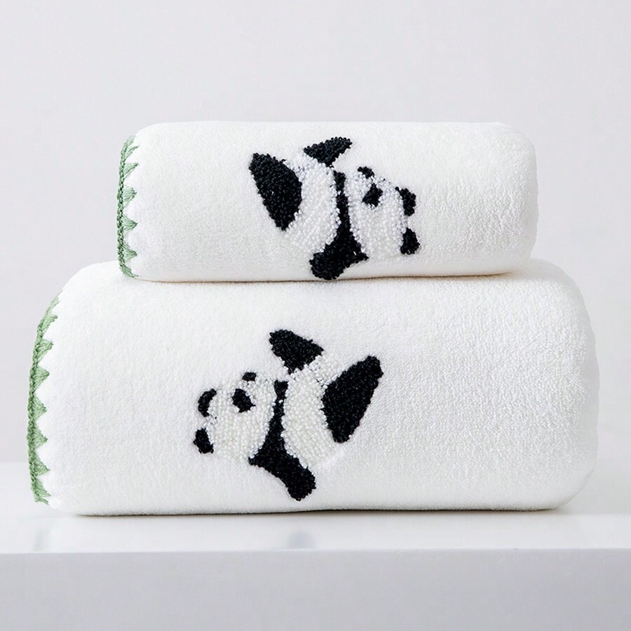 1pc Coral Fleece Embroidered Towel Or Bath Towel Soft Absorbent Not