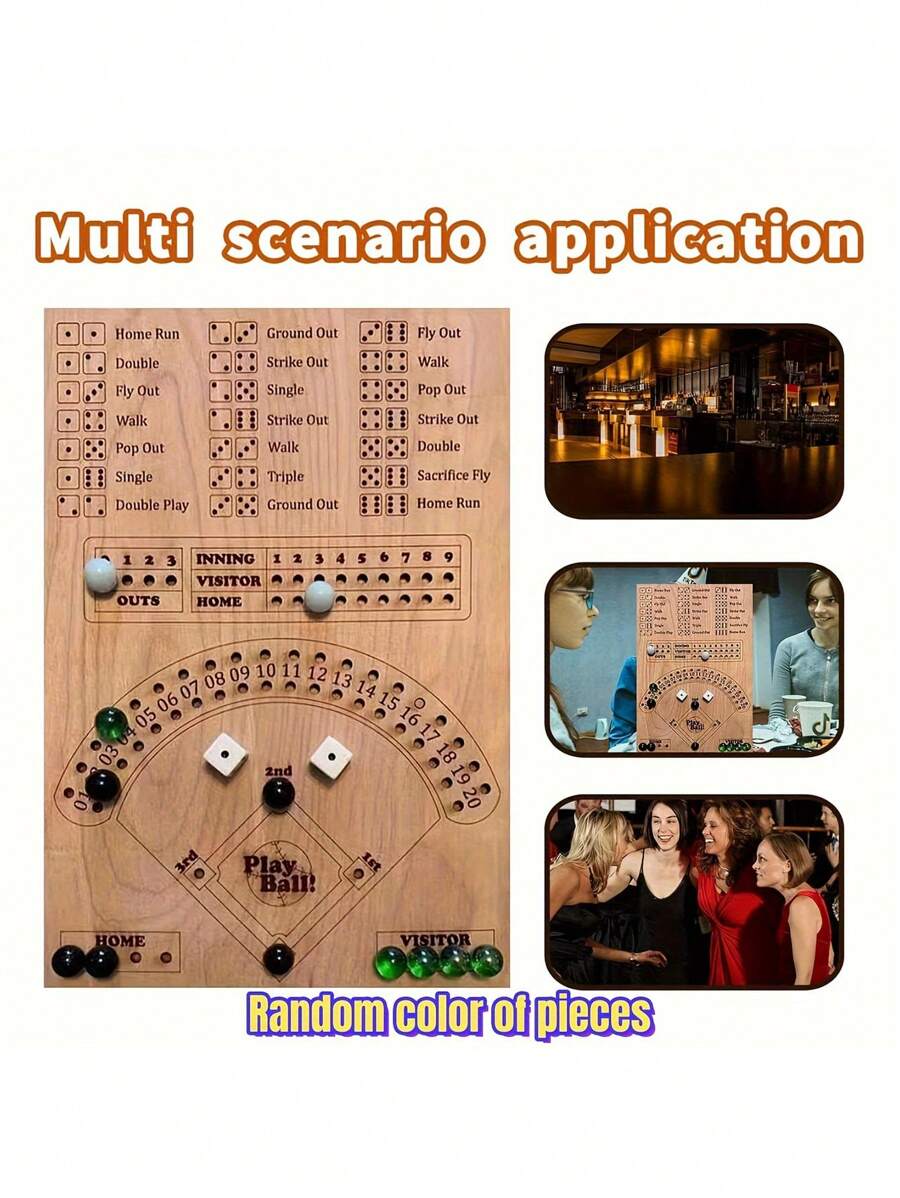 Baseball Dice Board Game - Baseball Dice Game Wood Board - Wooden ...