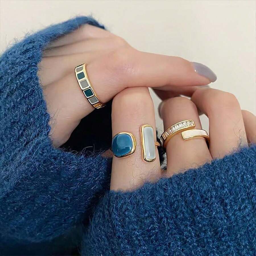 A Set Of Enamel Rings Suitable For Women To Wear At Music Festivals ...