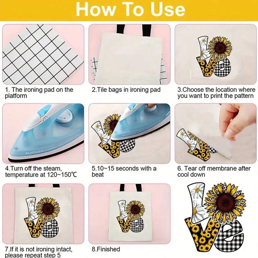 2pcs Sunflower Iron On Transfers Cute Patches Decals Flower Appliques ...