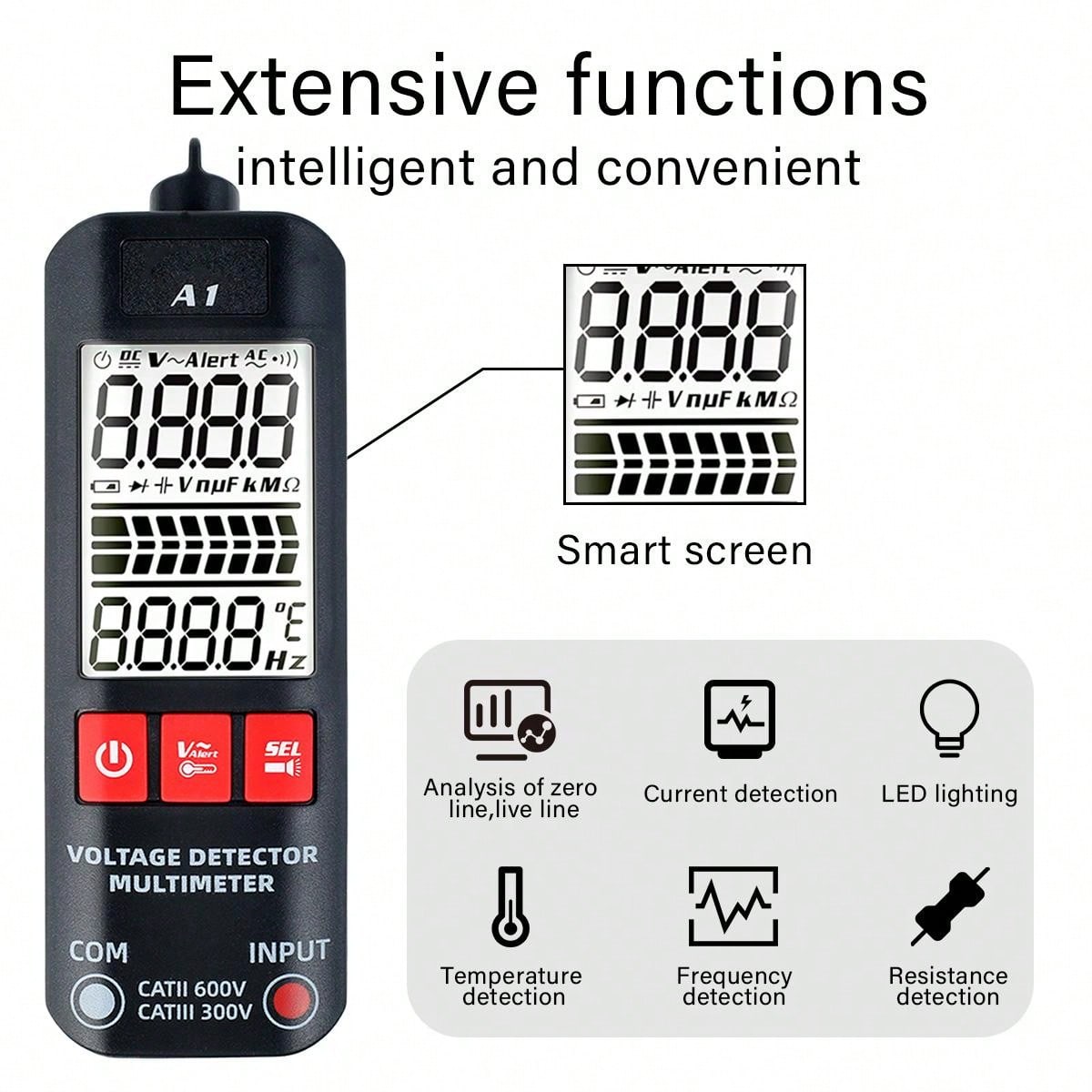 Digital Multimeter Tester A1 Fully Automatic Multimeter 2000 Counts ...