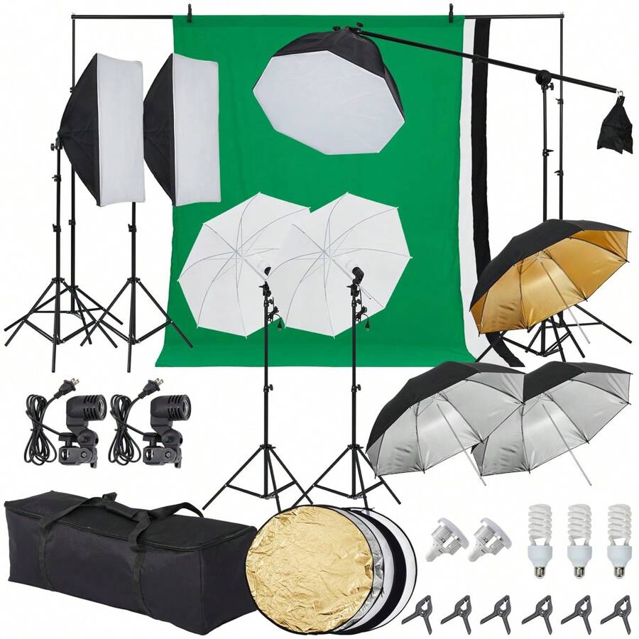 Backdrop Stand,Photography Lighting Kit With Backdrops,8.5ftx10ft ...