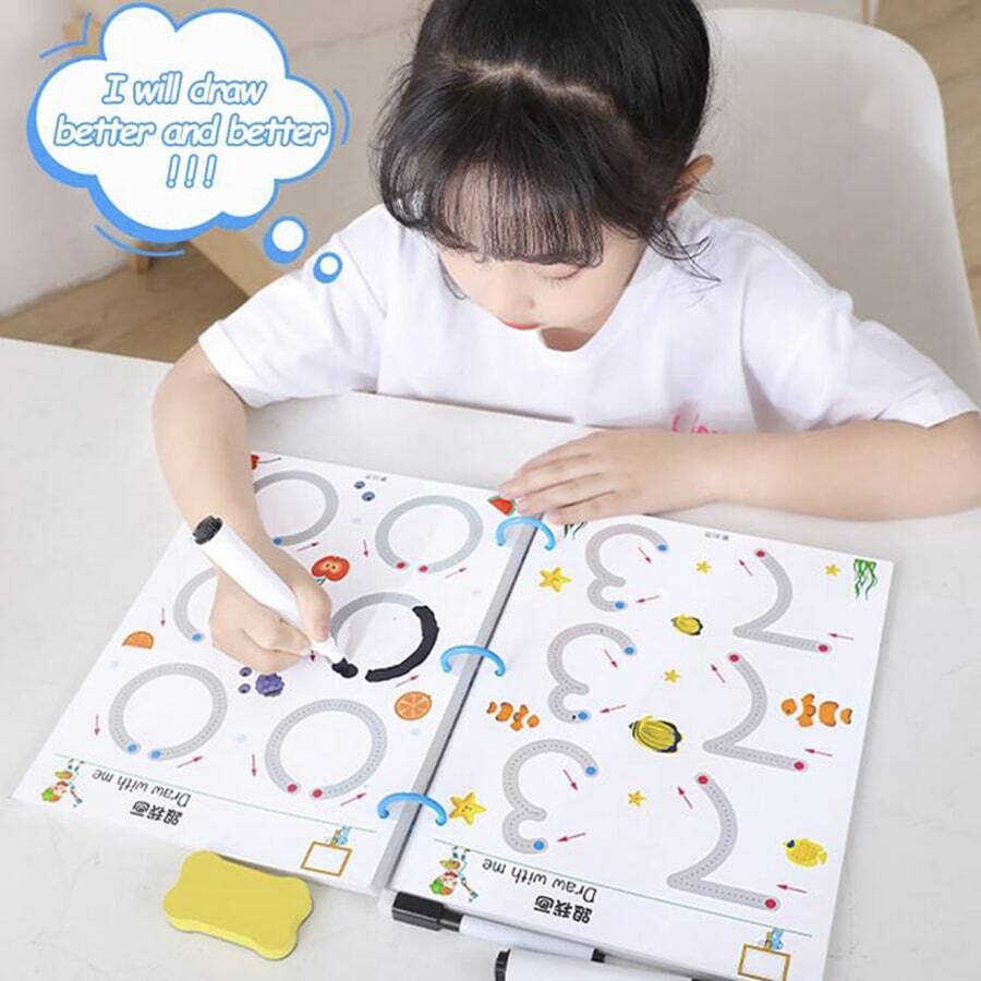 Children's Writing Training Pen, Erasable Early Education Card With Pen ...