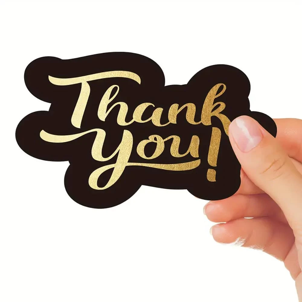 50pcs/Pack Unique Thank You Cards For Small Business, Black-Gold ...