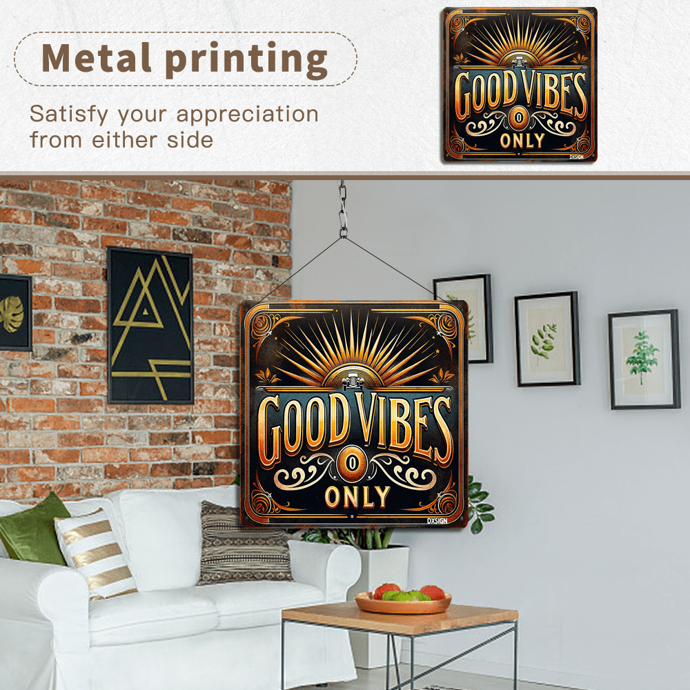 1pc, Vintage-Inspired Metal Tin Sign 8x8 Inches Good Vibes Only ...