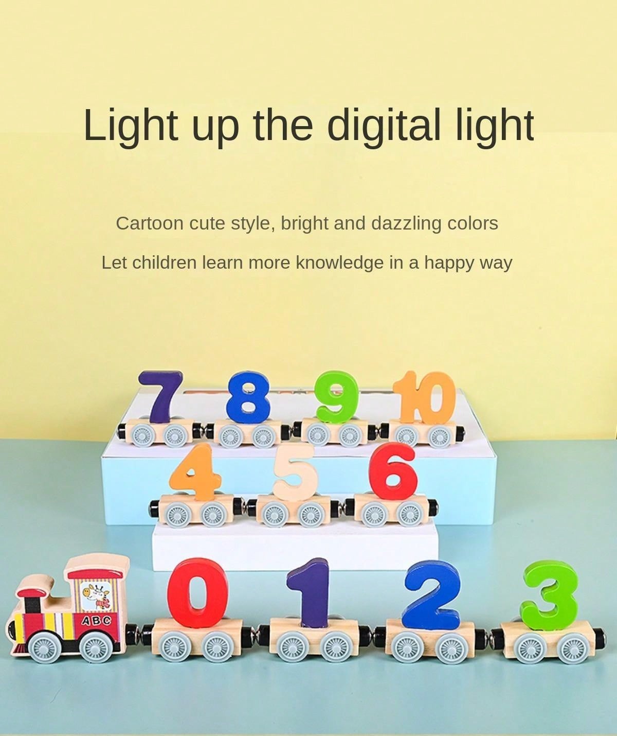 Wooden Educational Toy Train For Kids, Helps With Number Recognition ...