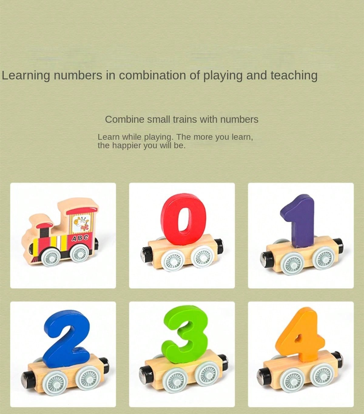 Wooden Educational Toy Train For Kids, Helps With Number Recognition ...