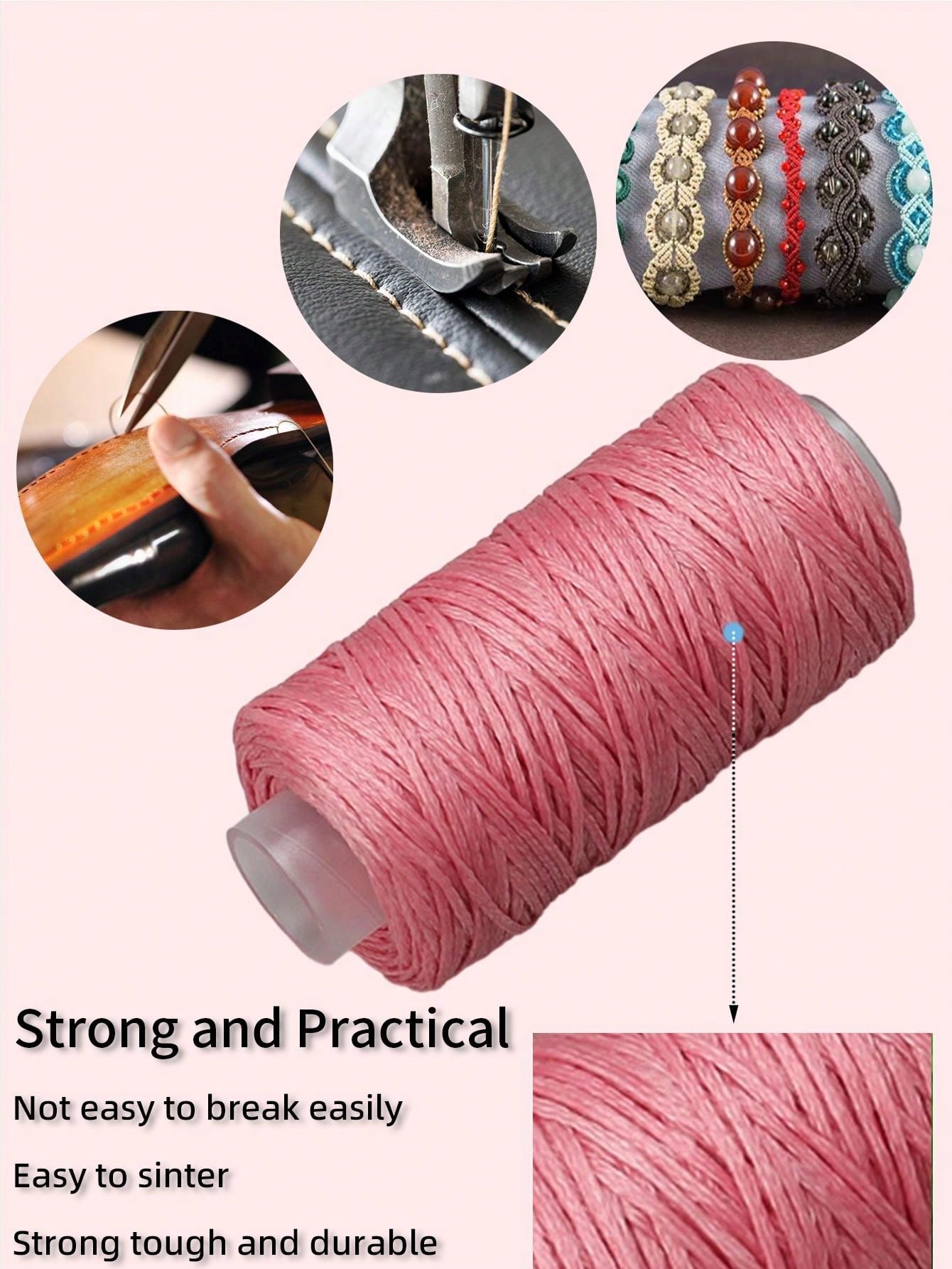 Waxed Thread, 50m Waxed Thread For Leather Sewing, 150D 0.8mm Leather ...