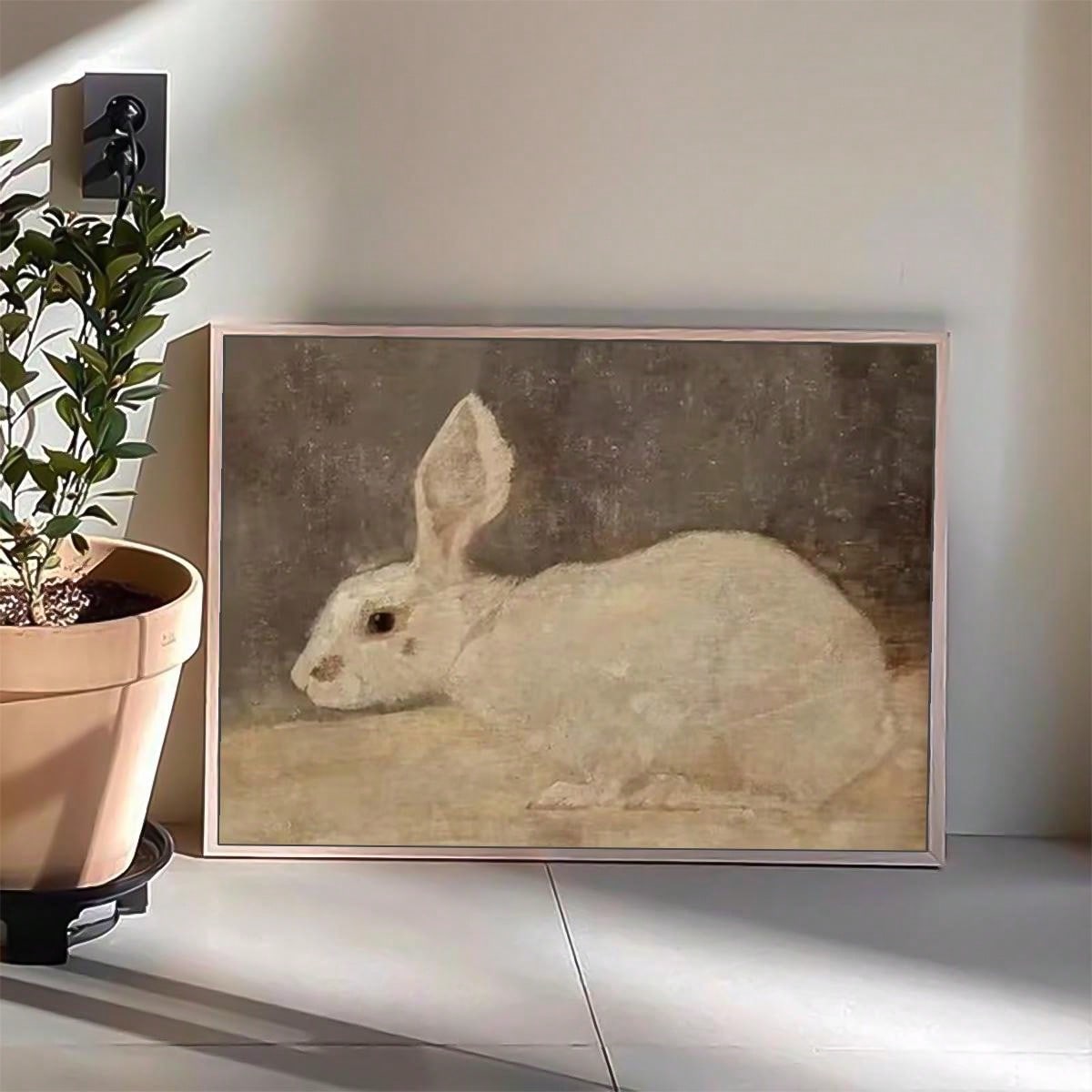 1pc Vintage Bunny Art Print On Canvas: Unframed, EasterDecor, Charming ...