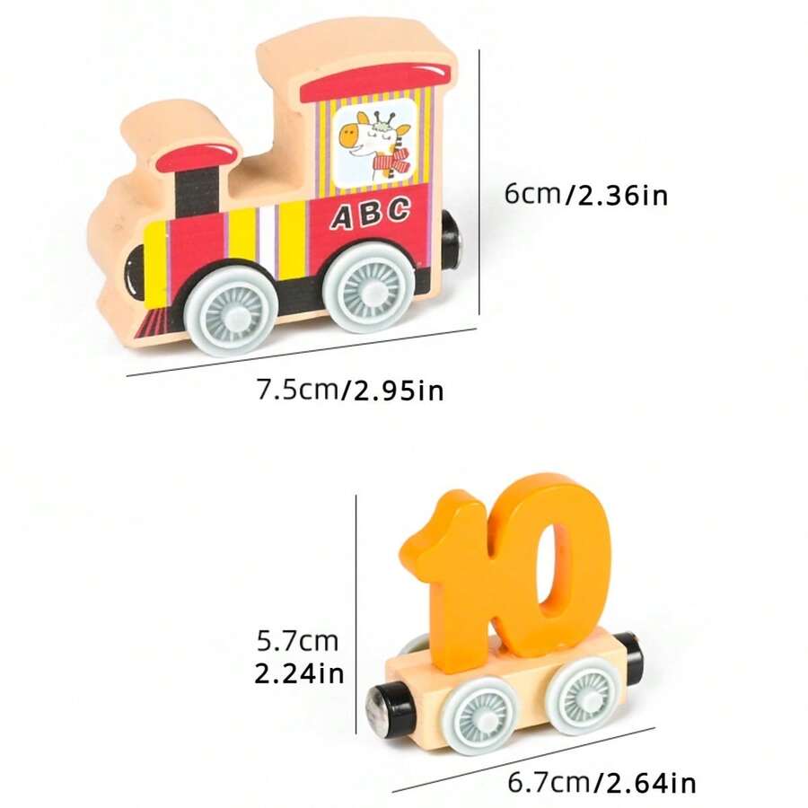 Wooden Educational Toy Train For Kids, Helps With Number Recognition ...