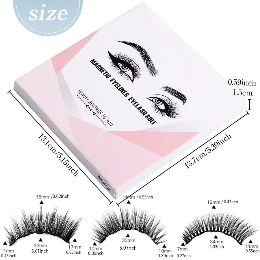 3pairs/Set 7-17mm Magnetic Eyelashes With 3 Styles For Natural ...