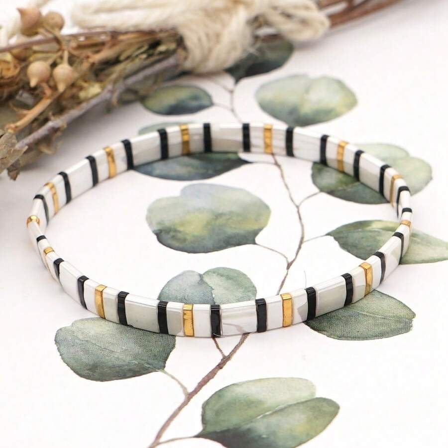 Bohemian Minimalist Style TL Bracelet With Elastic Thread Suitable For ...