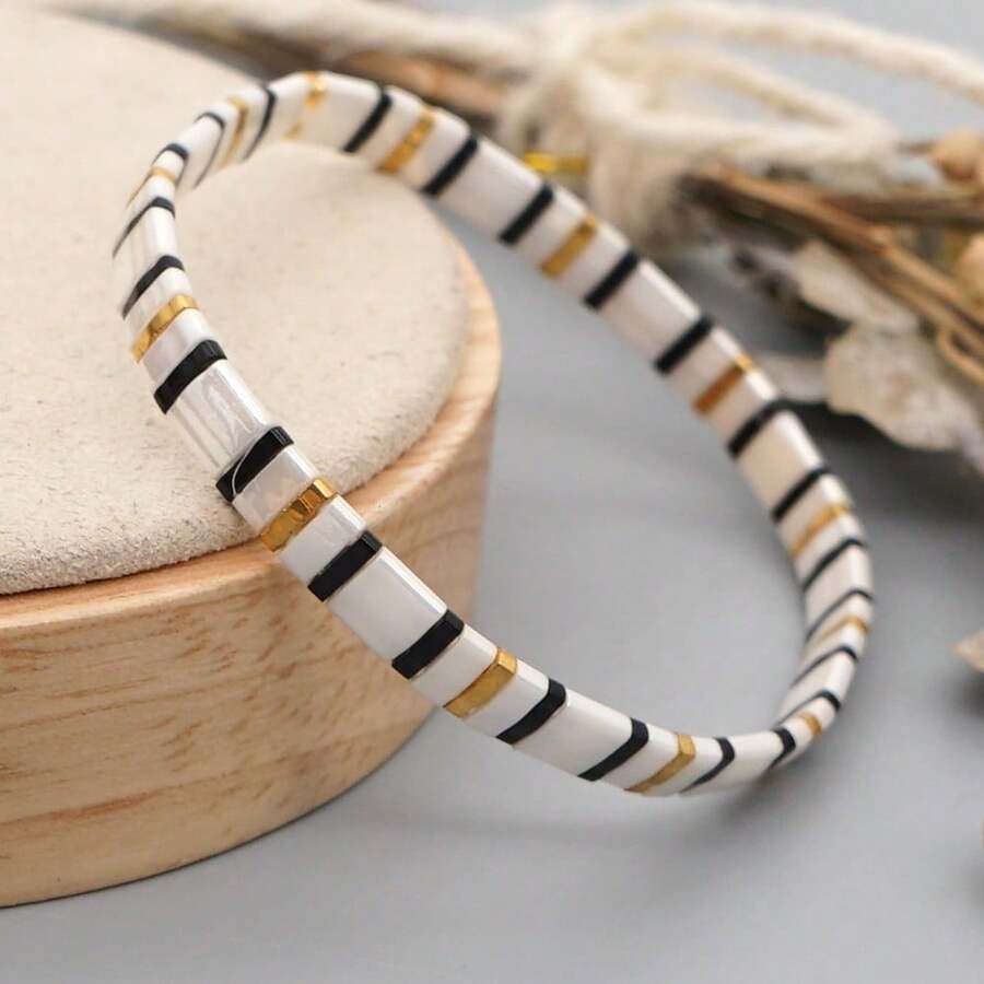 Bohemian Minimalist Style TL Bracelet With Elastic Thread Suitable For ...