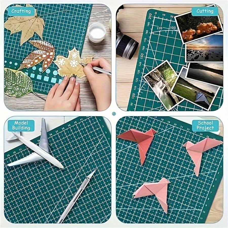 A4 Cutting Mat, Green Self-Healing PVC Cutting Mat, Double-Sided Grid ...
